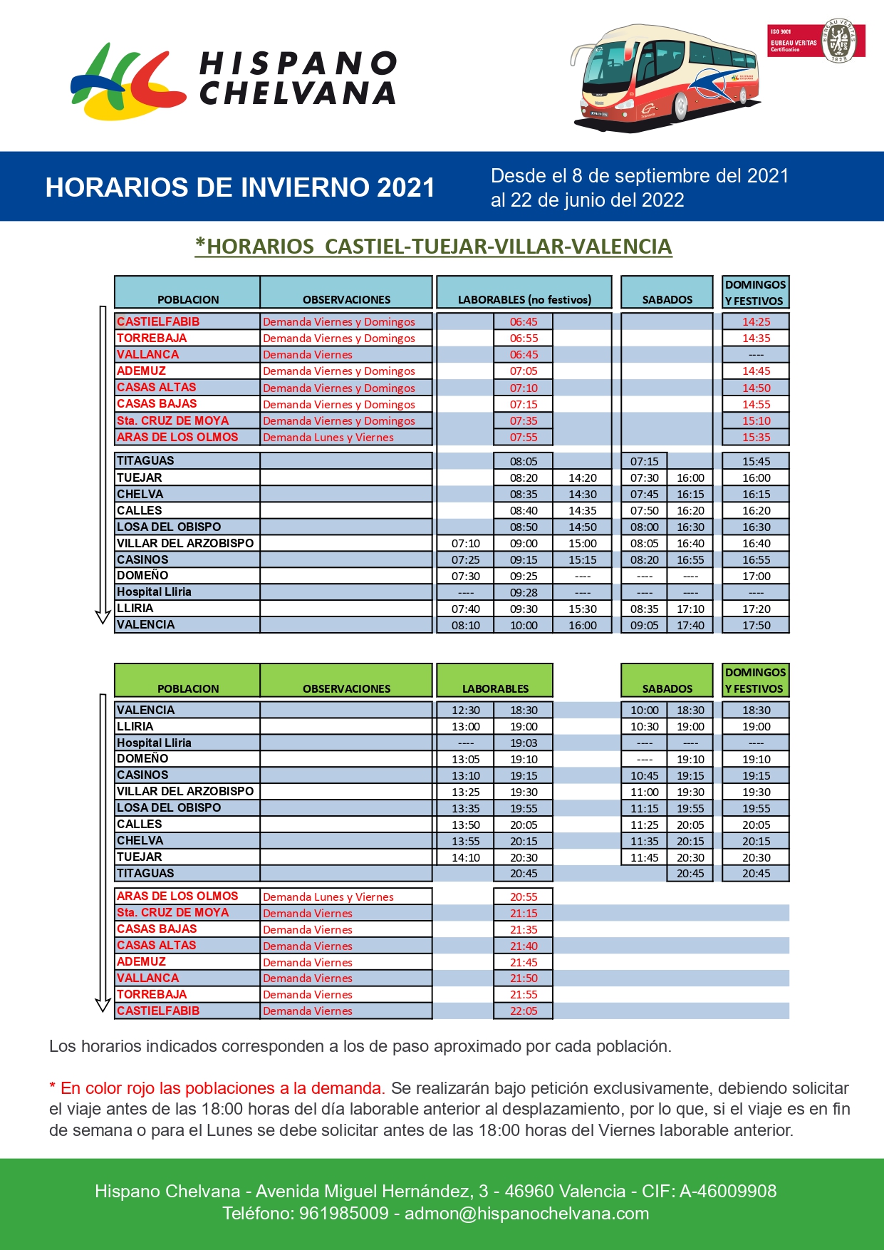 Transporte – Turismo de Chelva